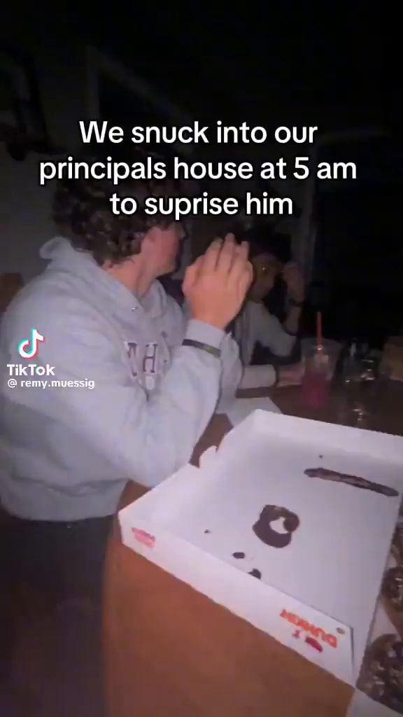 We snuck into our principals house at 5 am to suprise him Sf TiIKTORK ...