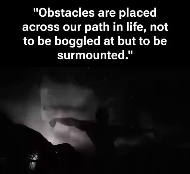 "Obstacles are placed across our path in life, not to be boggled at but ...