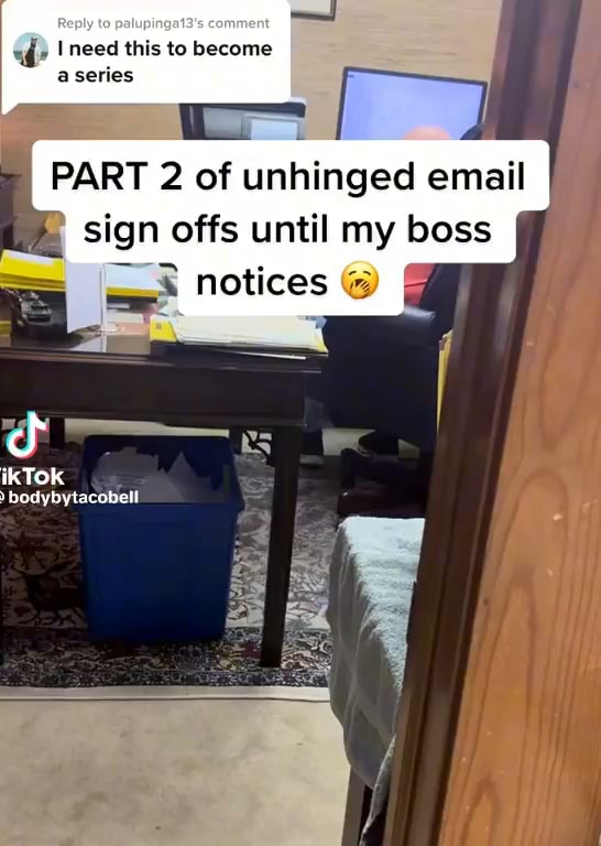 Need this to become aseries I PART 2 of unhinged email I sign offs ...