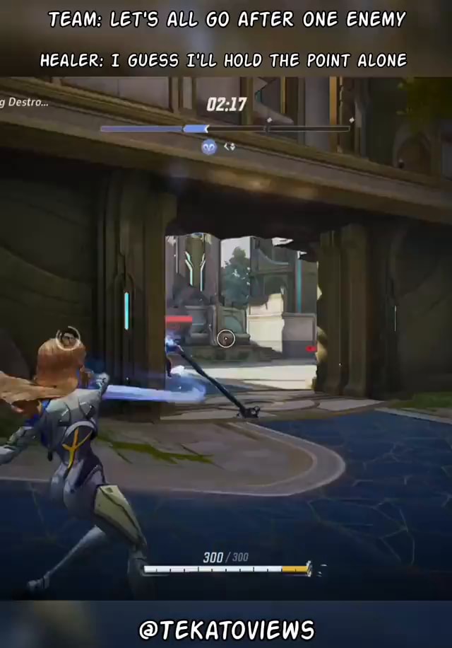 TEAM: LET'S ALL GO AFTER ONE ENEMY HEALER: I GUESS I'LL HOLD THE POINT ...