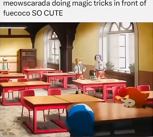 Meowscarada doing magic tricks in front of fuecoco SO CUTE I - iFunny