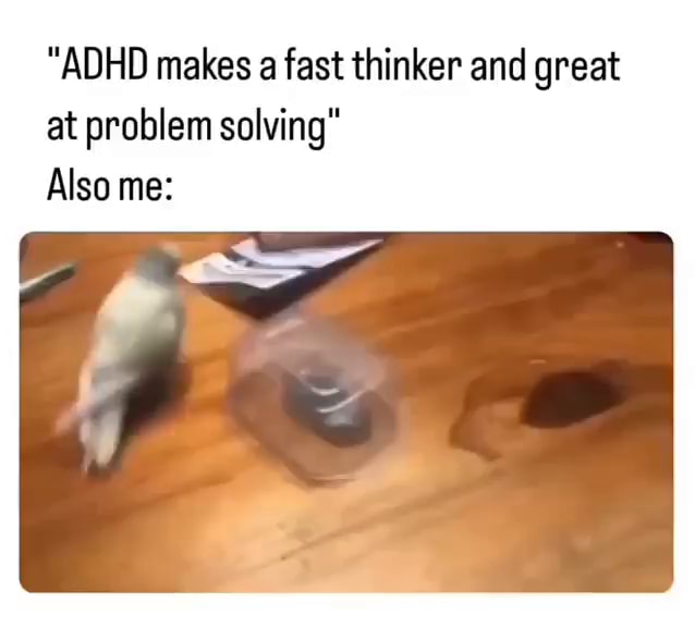 "ADHD makes a fast thinker and great at problem solving" Also me: - iFunny