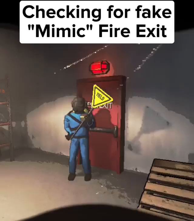 Checking for fake "Mimic" Fire Exit - iFunny