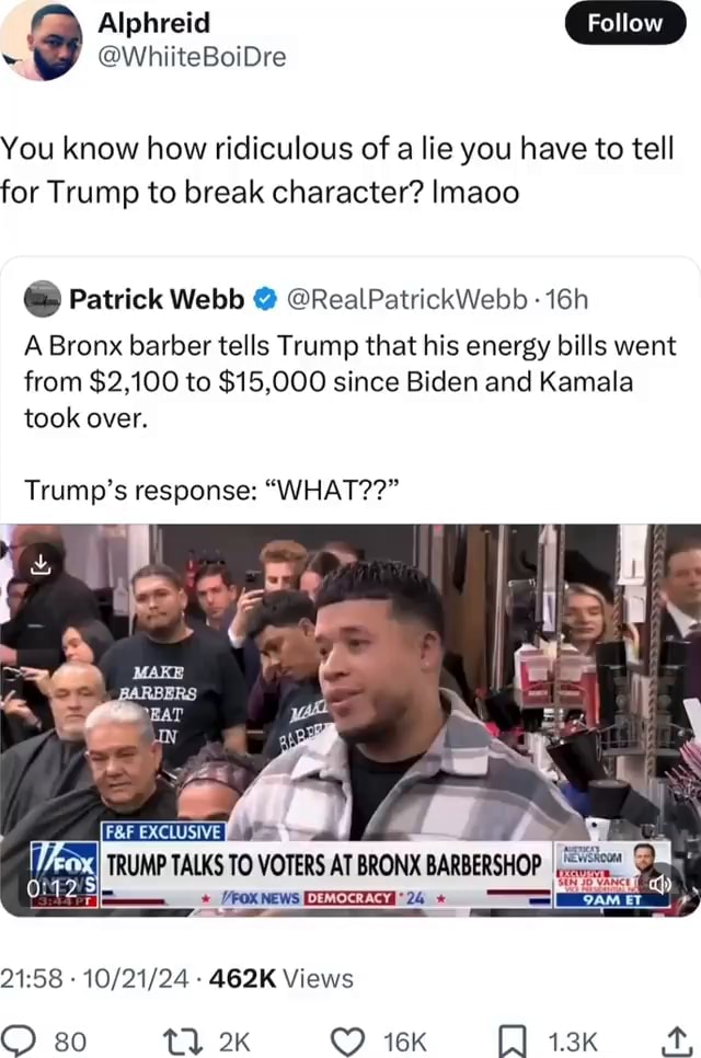 Follow You know how ridiculous of a lie you have to tell for Trump to ...