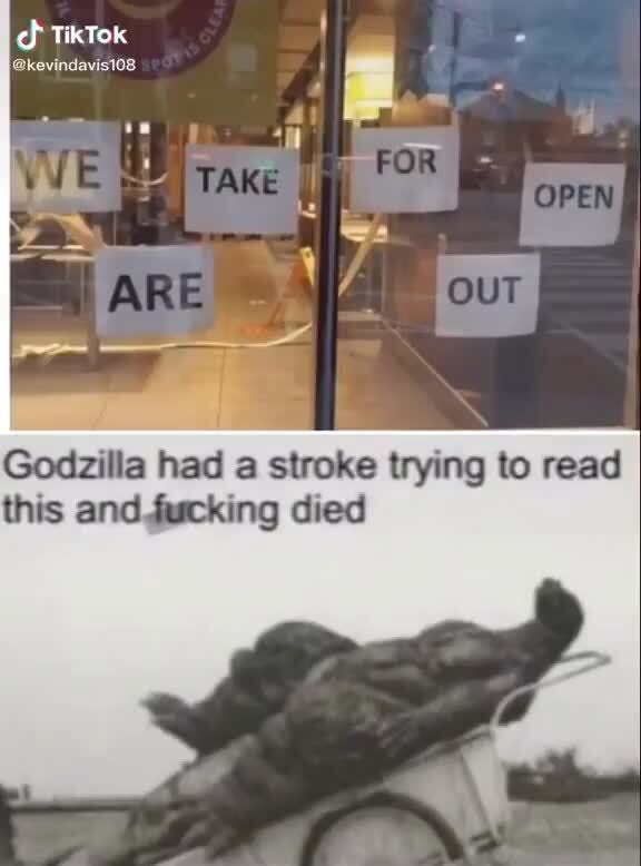 TAKE ARE Godzilla had a stroke trying to read this and fucking died ...