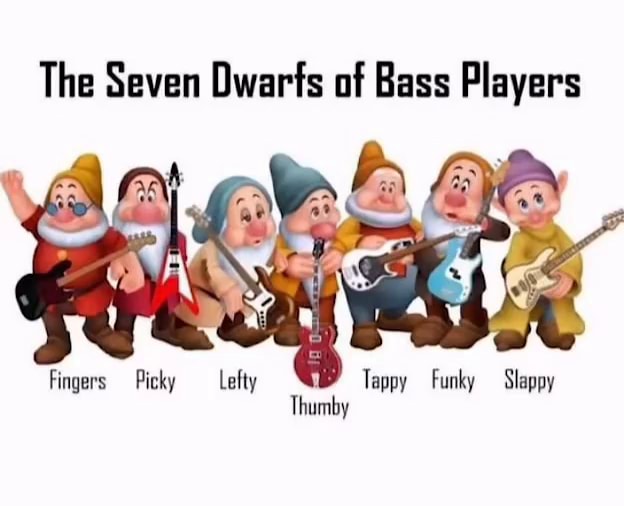 The Seven Dwarfs of Bass Players Fingers Picky Lefty Tappy Funky Slappy ...