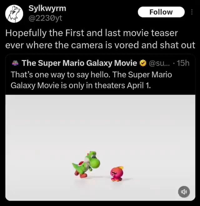 Hopefully the First and last movie teaser ever where the camera is ...