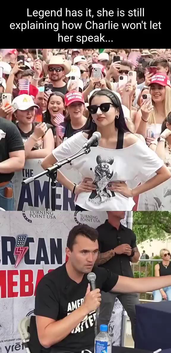 Legend has it, she is still explaining how Charlie won't let her speak ...