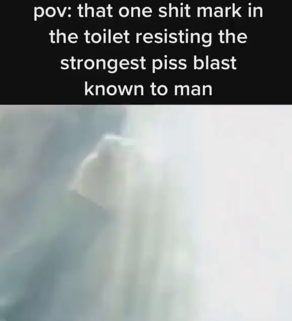 Pov: that one shit mark in the toilet resisting the strongest piss ...