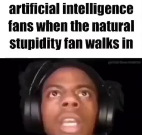 Artificial intelligence fans when the natural stupidity fan walks in - iFunny