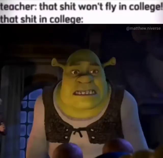 Teacher: that shit won't fly in college! hat shit in college - iFunny