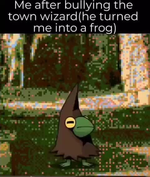 Me after bullying the town turned me into a frog) - iFunny