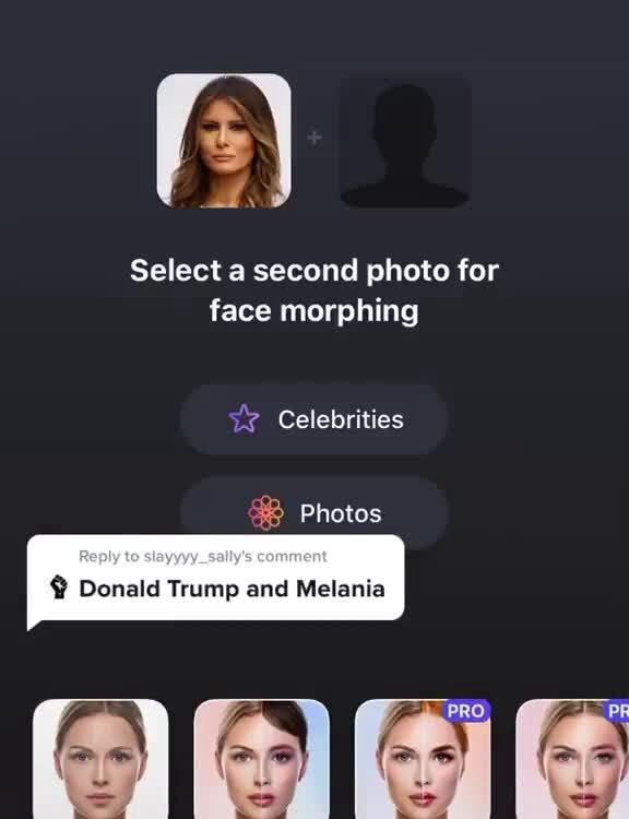 Select a second photo for face morphing 73 Celebrities Donald Trump and ...