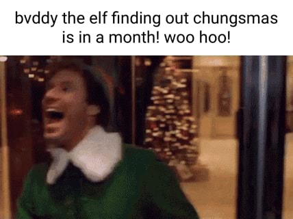 Bvddy the elf finding out chungsmas is in a month! woo hoo! - iFunny