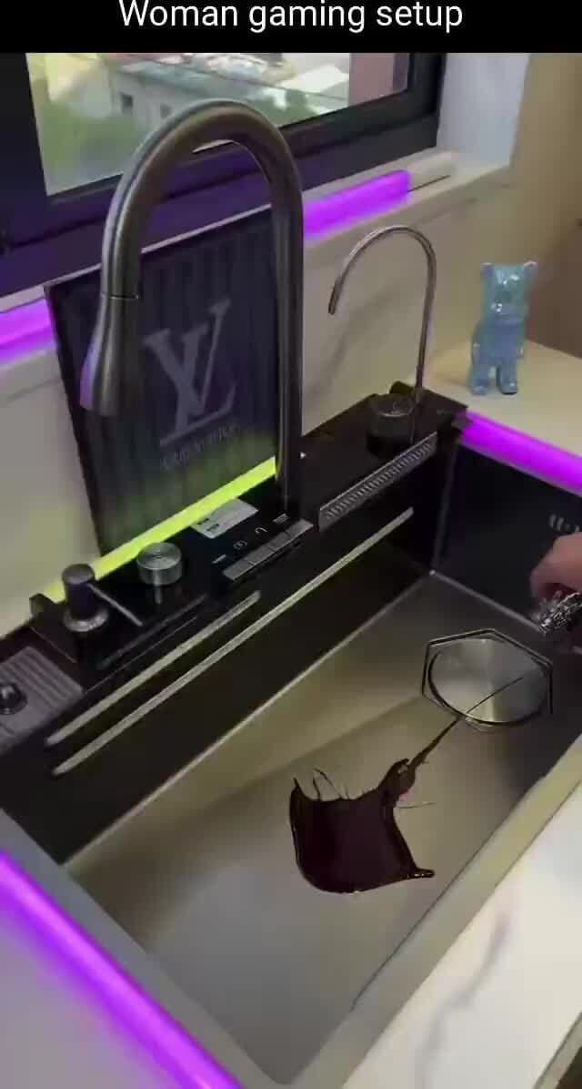 Woman gaming setup - iFunny