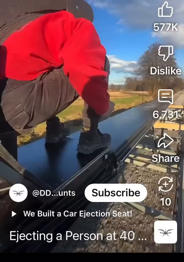 Ak Os @DD...unts 10 We Built a Car Ejection Seat! Ejecting a Person at ...