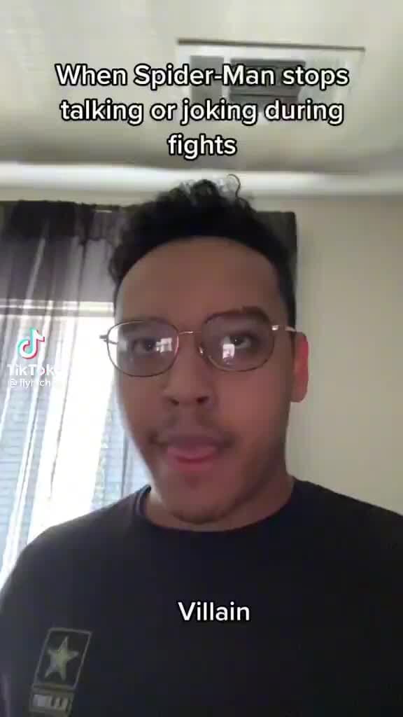 When Spider-Man stops talking or joking curing fights Villain - iFunny