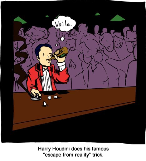 Smbc-comics.com - Harry Houdini does his famous "escape from reality ...