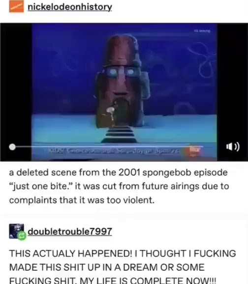 Nickelodeonhistory a deleted scene from the 2001 spongebob episode ...