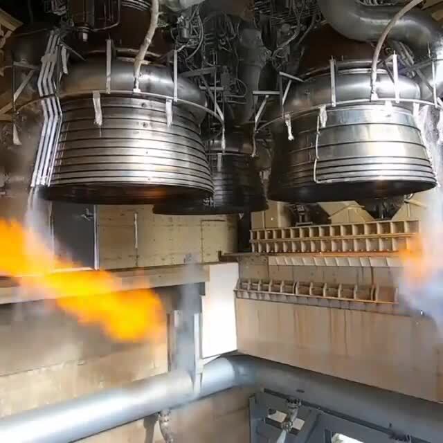 Three LE-9 engines bundled together are installed in the first stage of ...