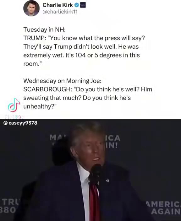 Charlie Kirk Tuesday in NH: TRUMP: "You know what the press will say ...