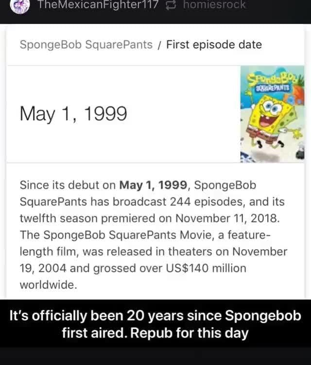 May1,1999 Since its debut on May 1,1999, SpongeBob SquarePants has ...