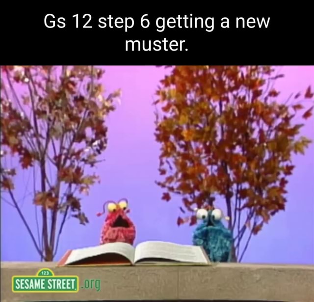 Gs 12 step 6 getting a new muster. SESAME STREET) - iFunny