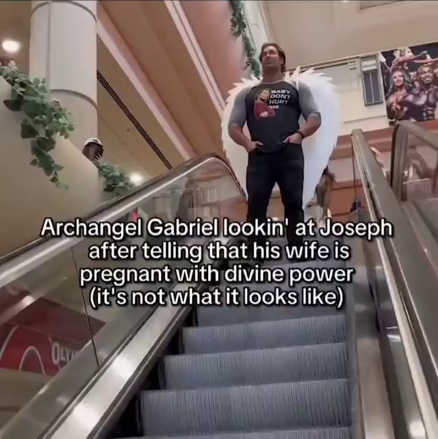 Archangel Gabricl tookin' at Joseph after telliag that his wife is ...