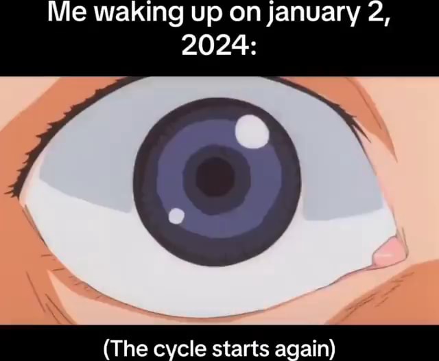 Me waking up on January 2, 2024: (The cycle starts again) - iFunny