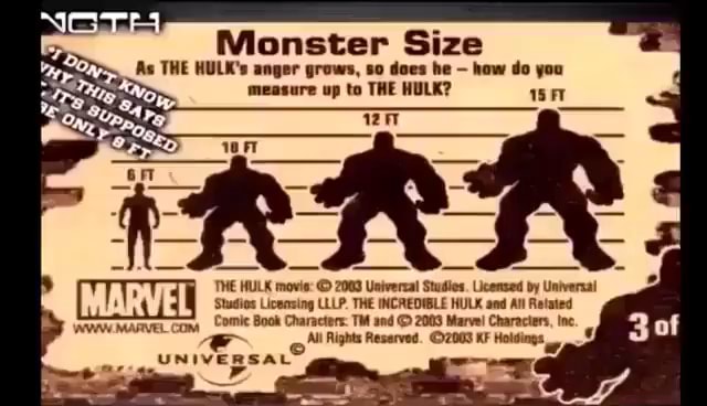Monster Size As THE HULK grows, so does he how do you measure up to THE ...