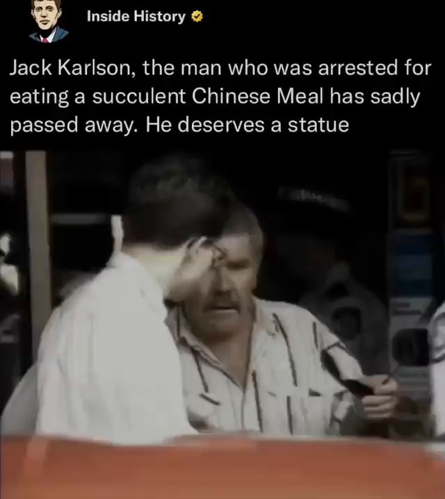 Inside History @ Jack Karlson, the man who was arrested for eating a ...