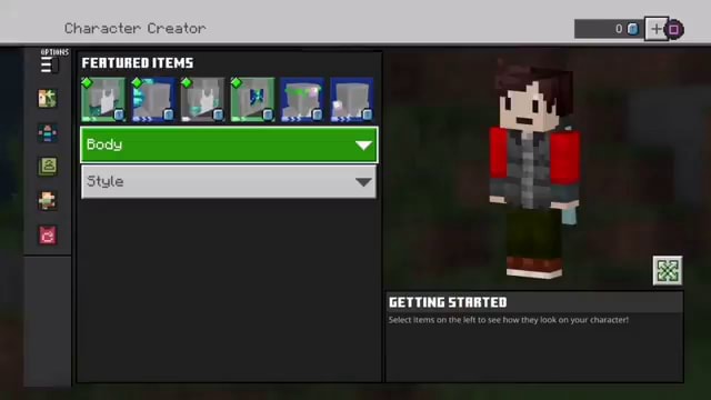 Character Creator ITEMS I Style GETTING STARTED Select items on the ...