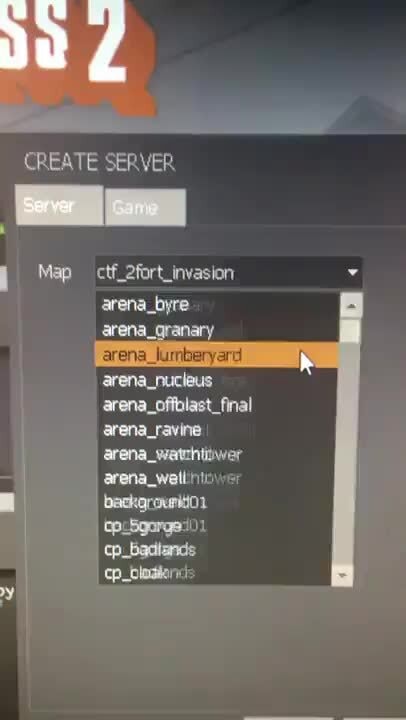 CREATE SERVER Map arena_offblast_final arena_ravine arena_watchtitwer I ...