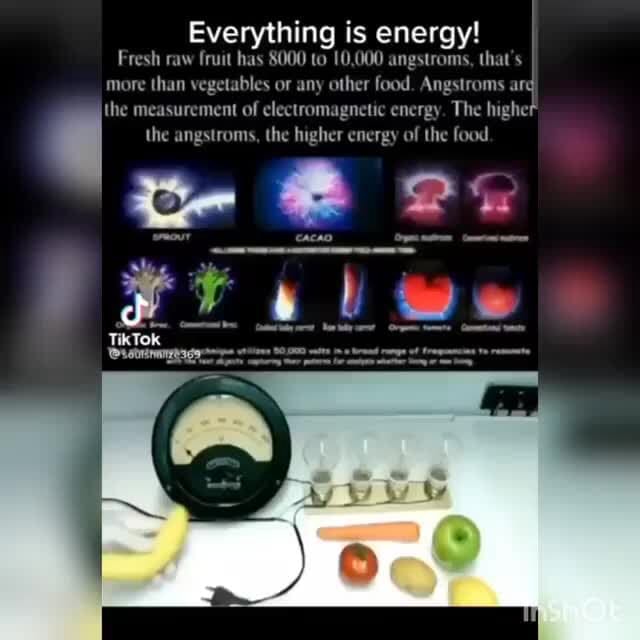Everything is energy! Fresh raw fruit has 8000 to 10,000 angstroms ...