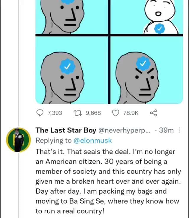 7393 9668 789K The Last Star Boy @neverhyperp... Replying to elonmusk ...