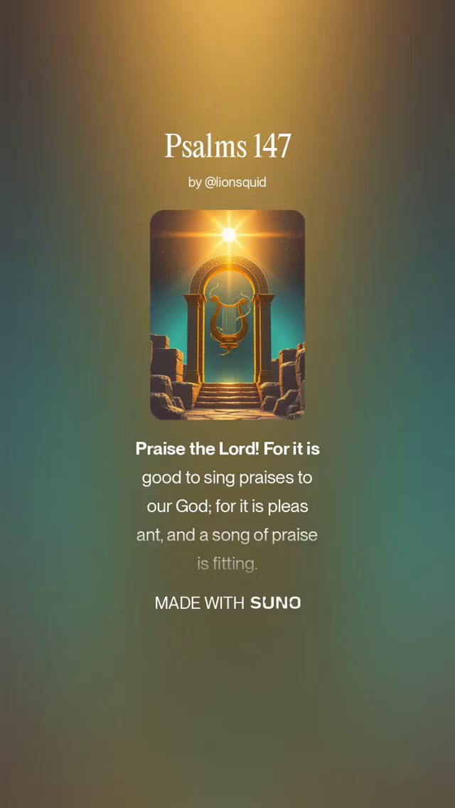 Psalms 147 Praise the Lord! For itis good to sing praises to our God ...