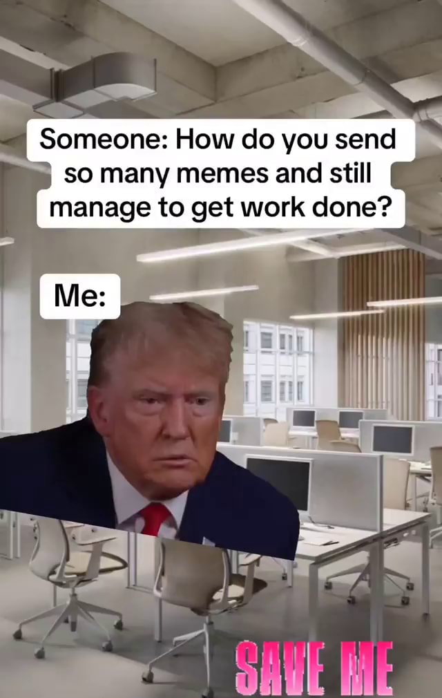 Someone: How do you send so many memes and still manage to get work ...