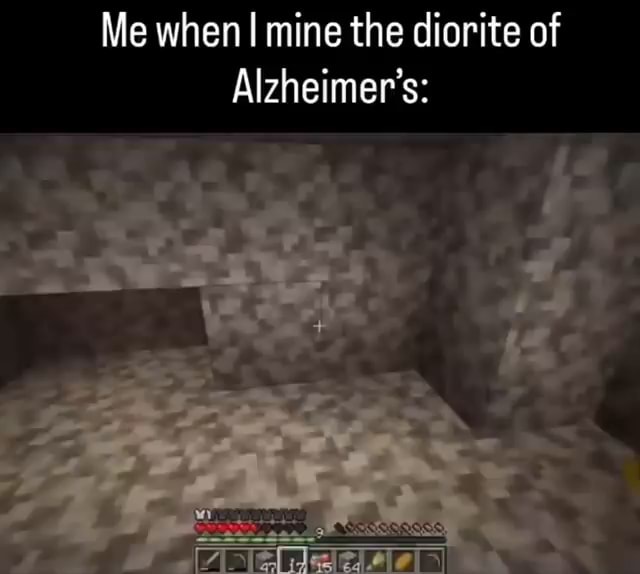 Me when I mine the diorite of Alzheimer's: - iFunny