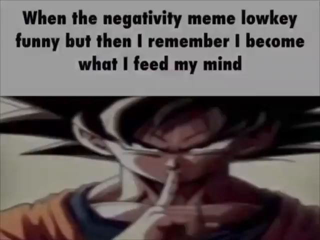 When the negativity meme lowkey funny but then I remember I become what ...