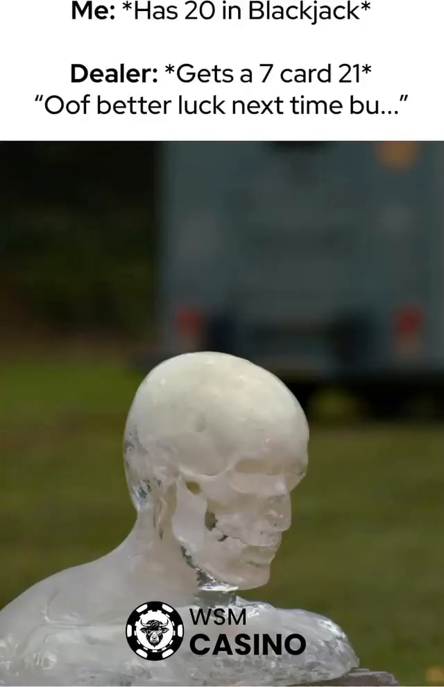 Me: *Has 20 in Blackjack* Dealer: *Gets a 7 card 21* "Oof better luck ...