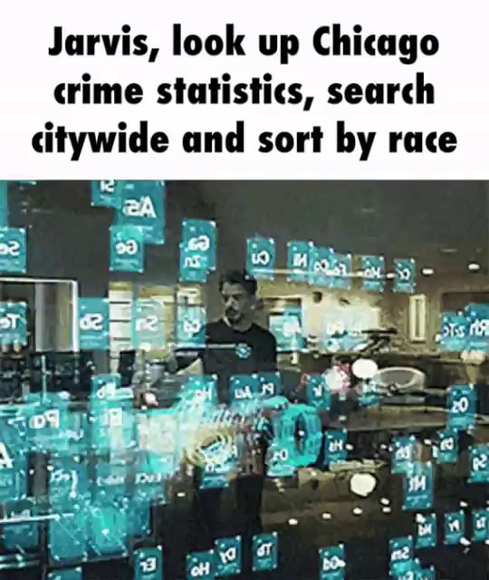 Jarvis, look up Chicago crime statistics, search citywide and sort by race - iFunny