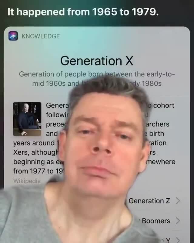 It happened from 1965 to 1979. KNOWLEDGE Generation X Generation of ...