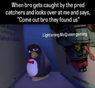 When bro gets caught by the pred catchers and looks over at me and says ...