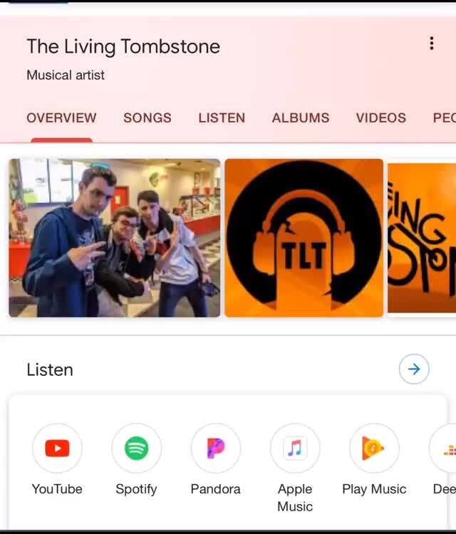 OVERVIEW SONGS LISTEN ALBUMS VIDEOS PEC YouTube Spotify Pandora Apple ...