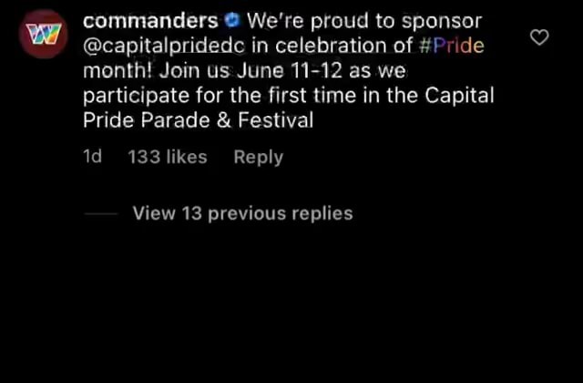 Commanders We're proud to sponsor @capitalpridedc in celebration of # ...