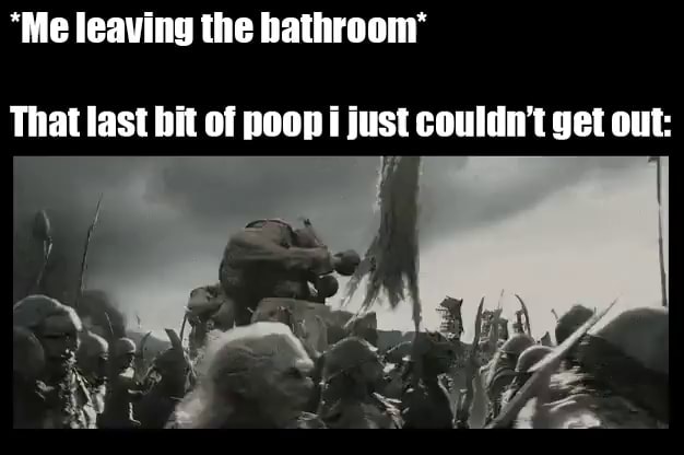 Me leaving the bathroom That last bit of poop i just couldn't get out ...
