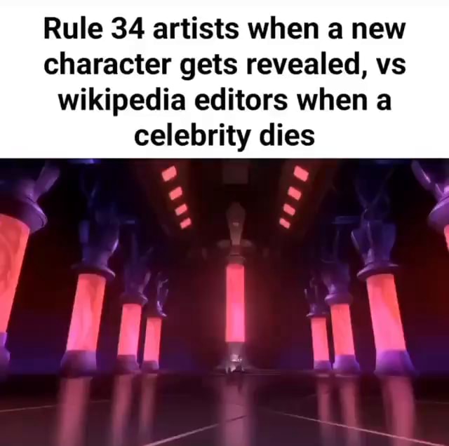 Rule 34 artists when a new character gets revealed, vs wikipedia ...