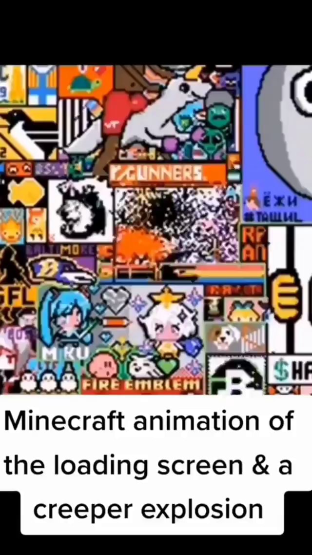 In Minecraft Animation Of The Loading Screen And A Creeper Explosion