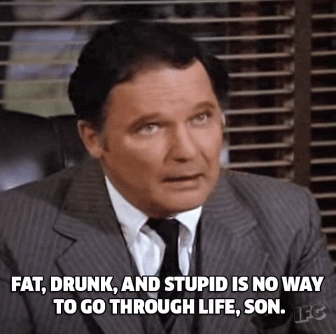 FAT, DRUNK, AND STUPID IS NO WAY TO GO THROUGH LIFE, SON. - iFunny