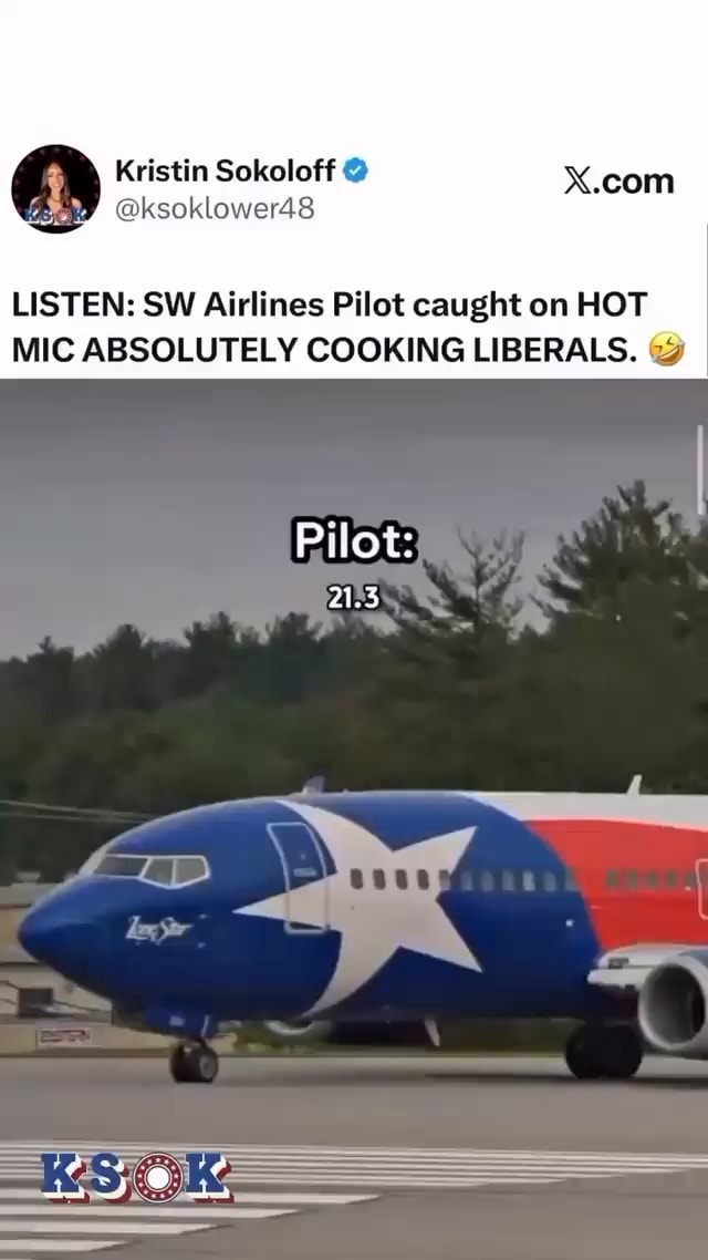 Kristin Sokoloff LISTEN: SW Airlines Pilot caught on HOT MIC ABSOLUTELY ...